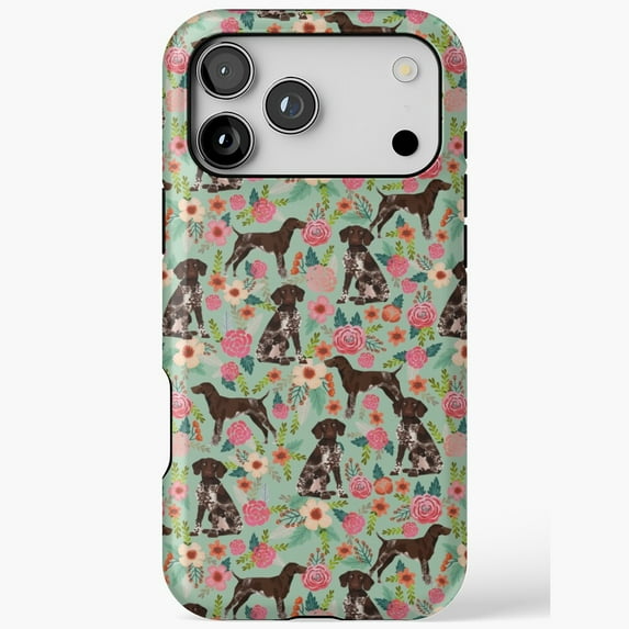 A German Shorthair Pointer Floral Dog Pattern iPhone 11 through 17 Pro ...