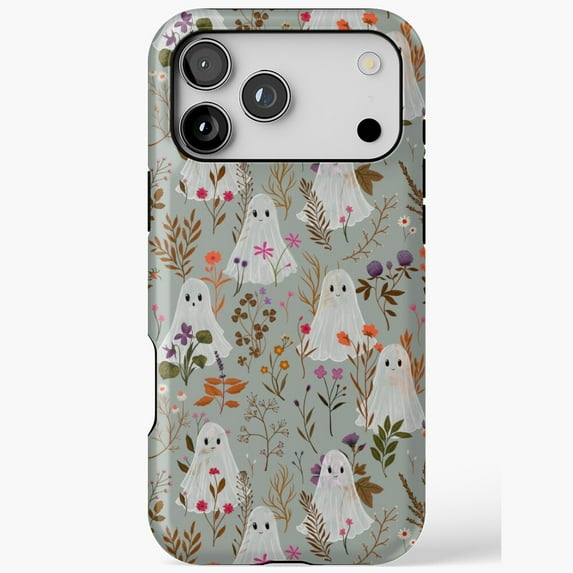 A Ghosts Garden Autumn Spirit Themed Grey Color iPhone 11 through 17 Pro Max Phone Cover ...