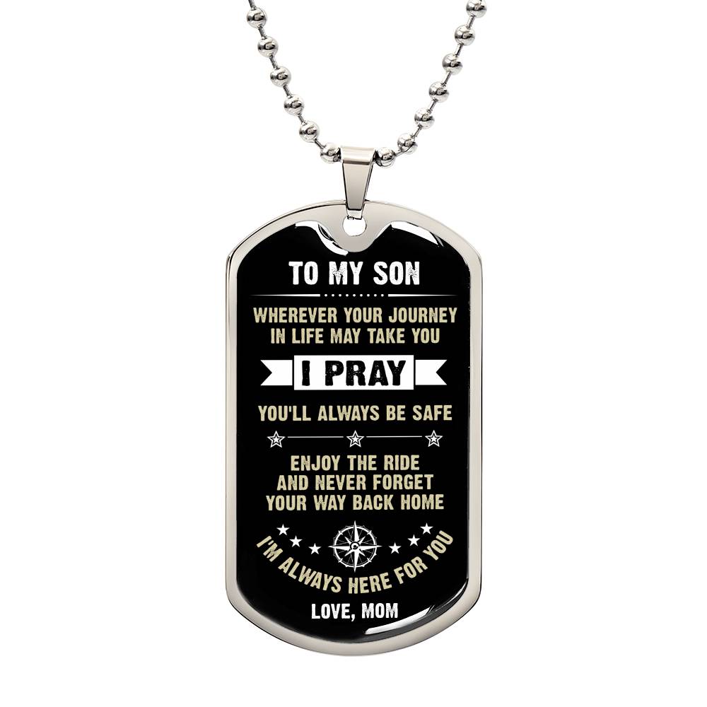 A Gift for Son From Proud Mom Engraved Necklace - Way Back Home ...