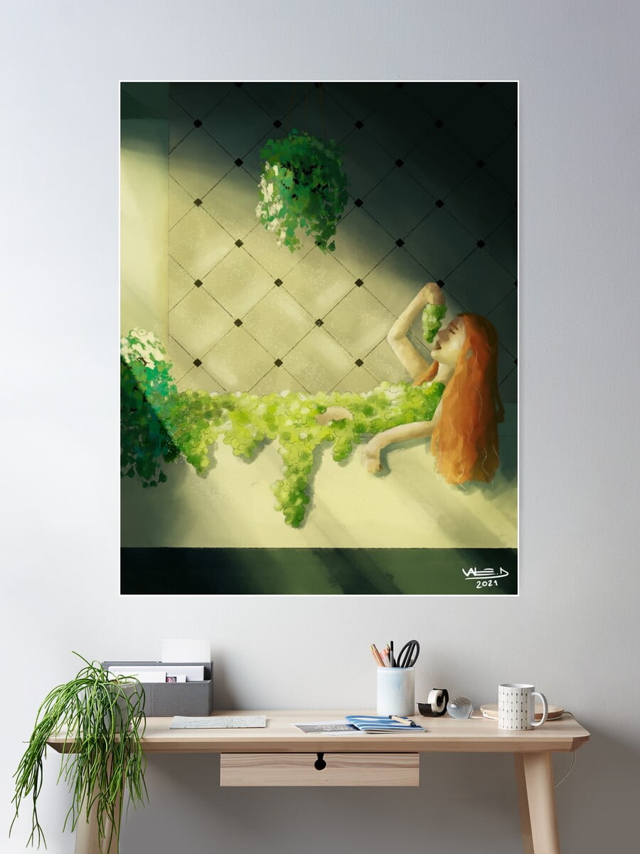 A Girl Eating Grapes Poster Wall Art, Modern Wall Decor For Living Room ...