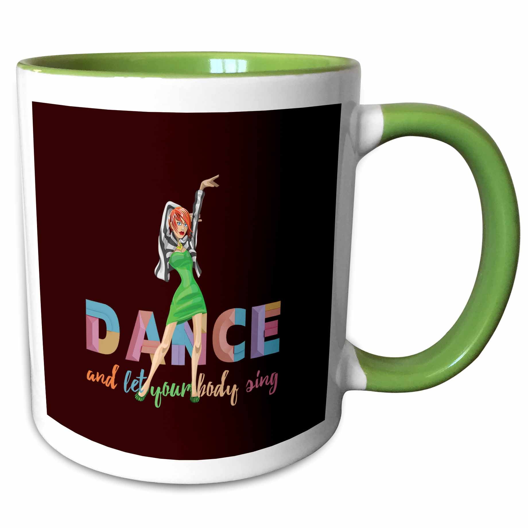 3drose, a Girl in Green Dress Dances. Dance and Let Your Body Sing Text ...