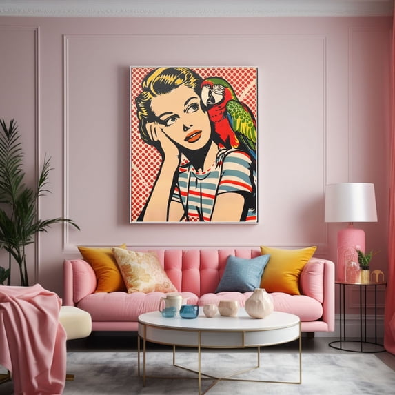 A Girl and her Parrot Popart Parrot Macaw Wall Art Parrot Pop Art ...