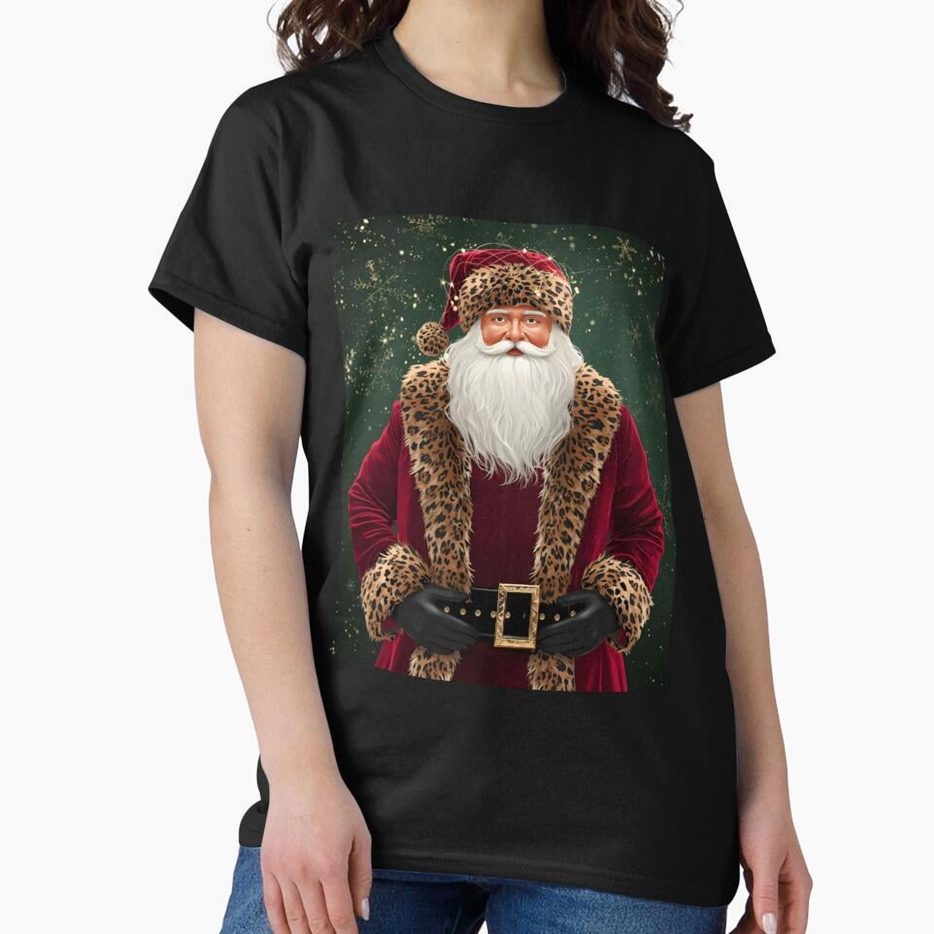 A Glam Leopard Print Trim St. Nick Claus Portrait A Fashion Art H9544 T ...