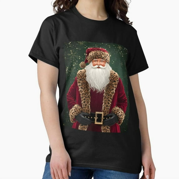 A Glam Leopard Print Trim St. Nick Claus Portrait A Fashion Art H9544 T ...