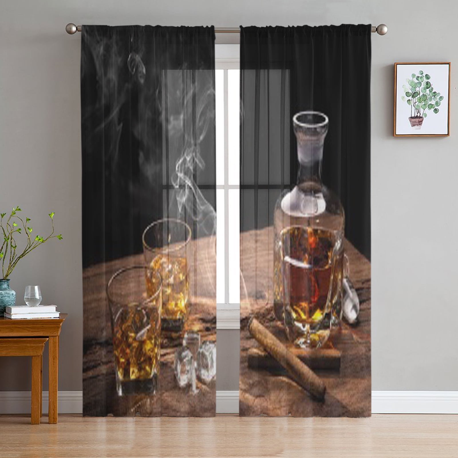A Glass Of Beer Emblem Sheer Curtains for Living Room Transparent Tulle ...