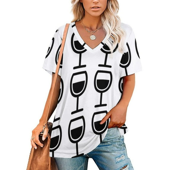 A Glass Or Two Of Wine Women Zipper Sexy Printed Vintage T Shirts Tops Full Print T-Shirt Must ...