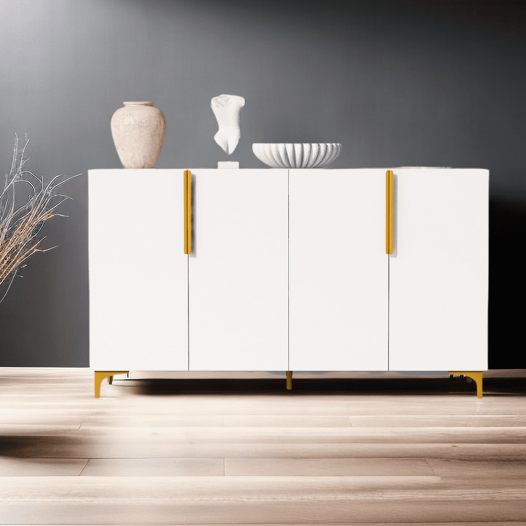 A Glossy Finish Light Luxury Storage Cabinet with Adjustable Shelves ...