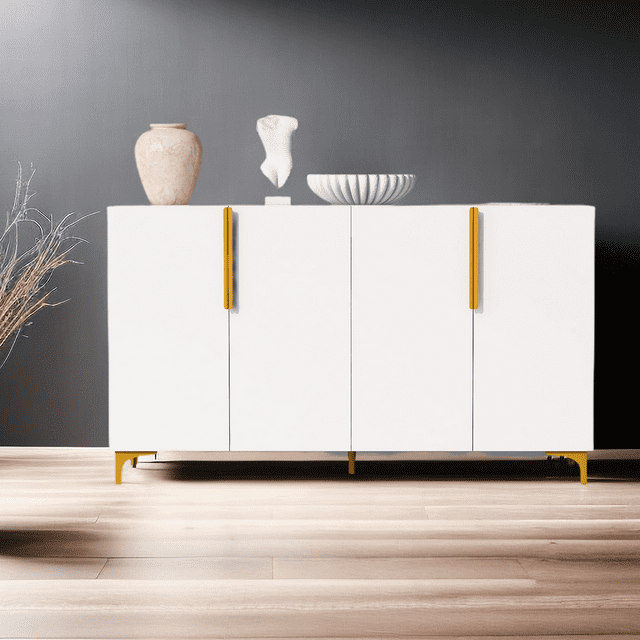 A Glossy Finish Light Luxury Storage Cabinet with Adjustable Shelves ...