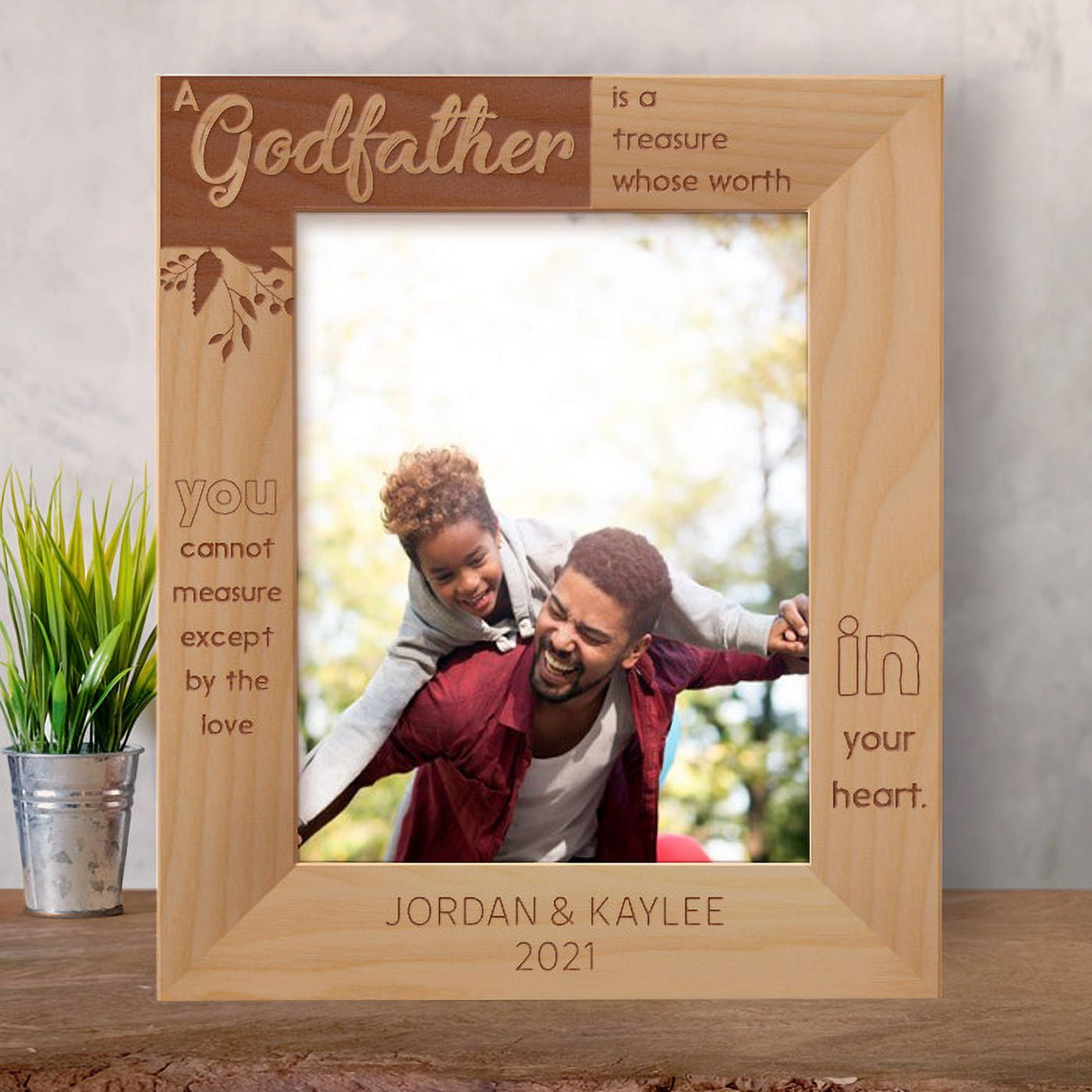 A Godfather Is A Treasure Personalized Wooden Frame 8" x 10" Brown ...