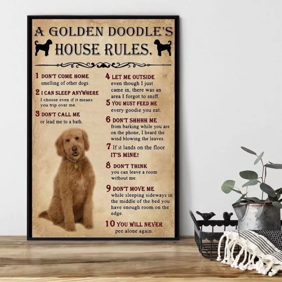 A Golden Doodle House Rules Poster Home Decor Office Wall Art - Walmart.com