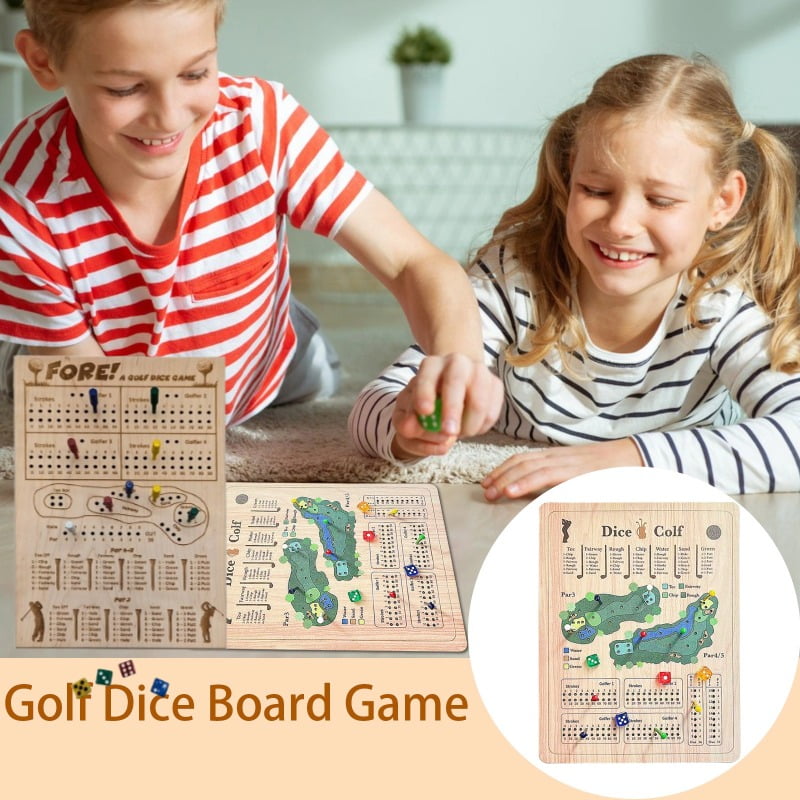 A Golf Dice Board Game, Compact Wood Tabletop Golf Dice Challenge ...