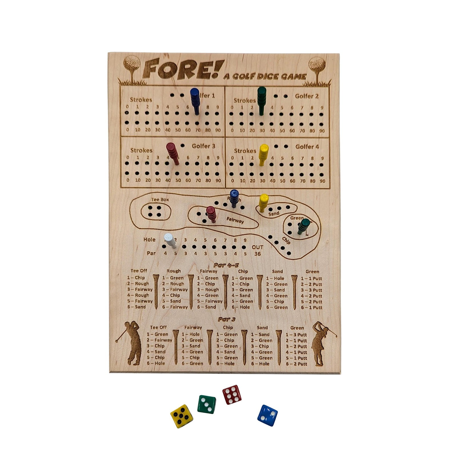 A Golf Dice Board Game, Solid Wood Tabletop Golf Dice Blitz, Fast-Paced Golf Dice Game for ...