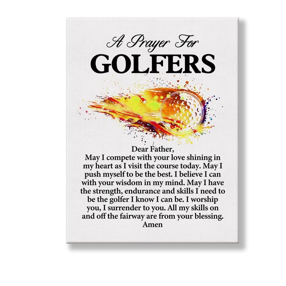 A Golfer's Prayer Quote Poster Canvas Wall Art for Office Home Decor ...