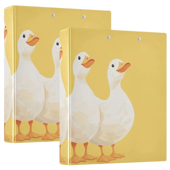 A Goup Of Cute White Ducks Round Ring Binder 3 Rings 1.5" Capacity File ...