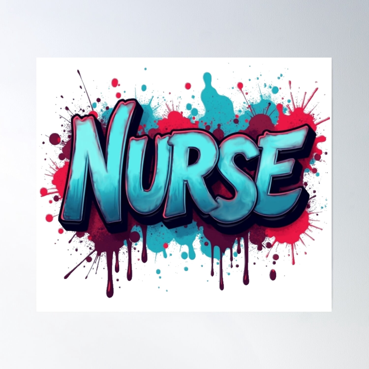 A Graffiti Nurse Letters Art Style Poster Wall Art Home Decor Cute ...