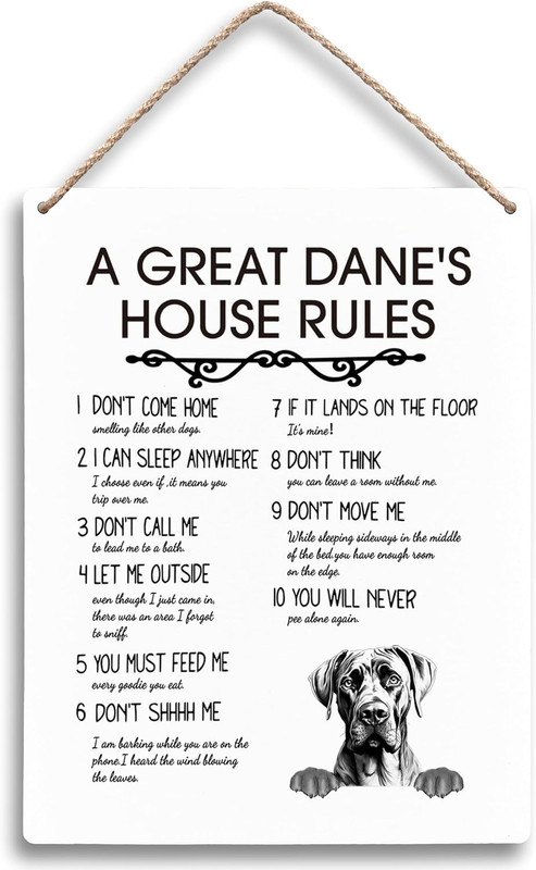 A Great Dane's House Rules Dog Wooden Signs 6x12 inch,Great Dane Gifts ...