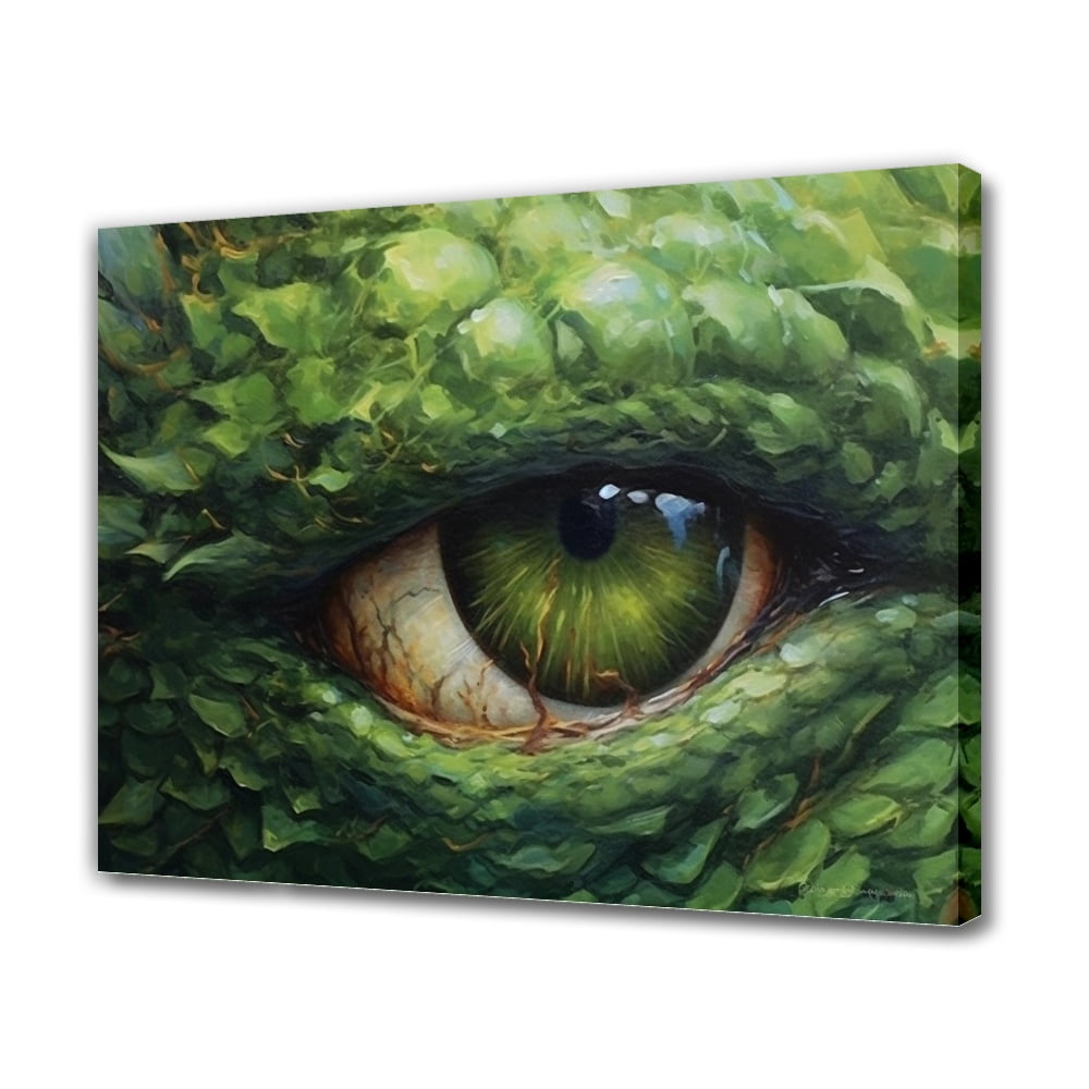 A Green Eyeball Surrounded By Deep And Light Green Scales Canvas Poster ...