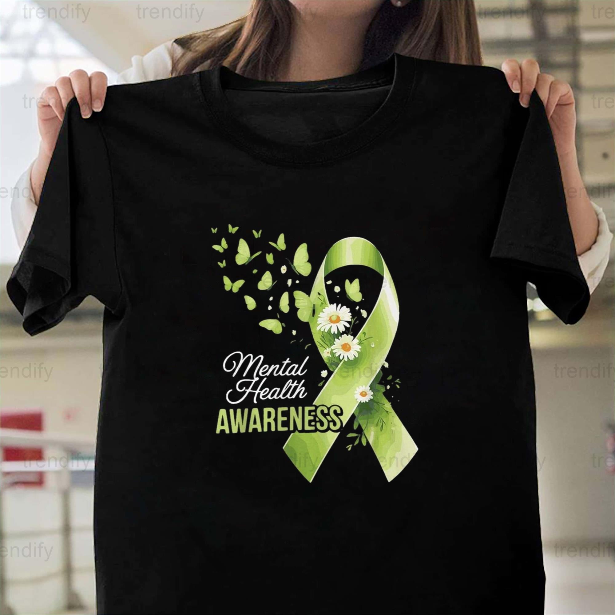 A Green Ribbon Butterfly for Mental Health Awareness and Support Art ...