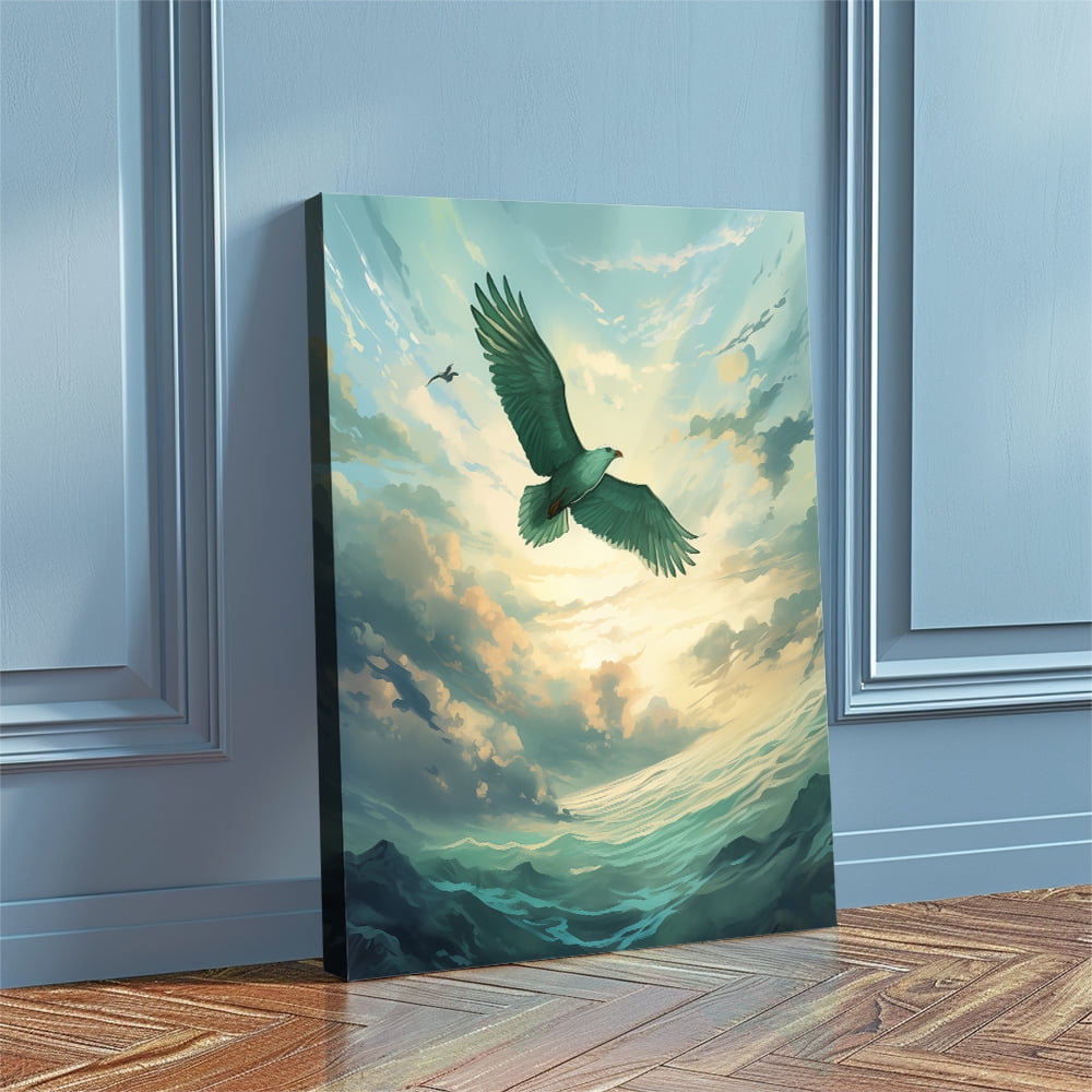A Green Spear Falcon Soaring in The Sky Poster Canvas Print Wall Art ...