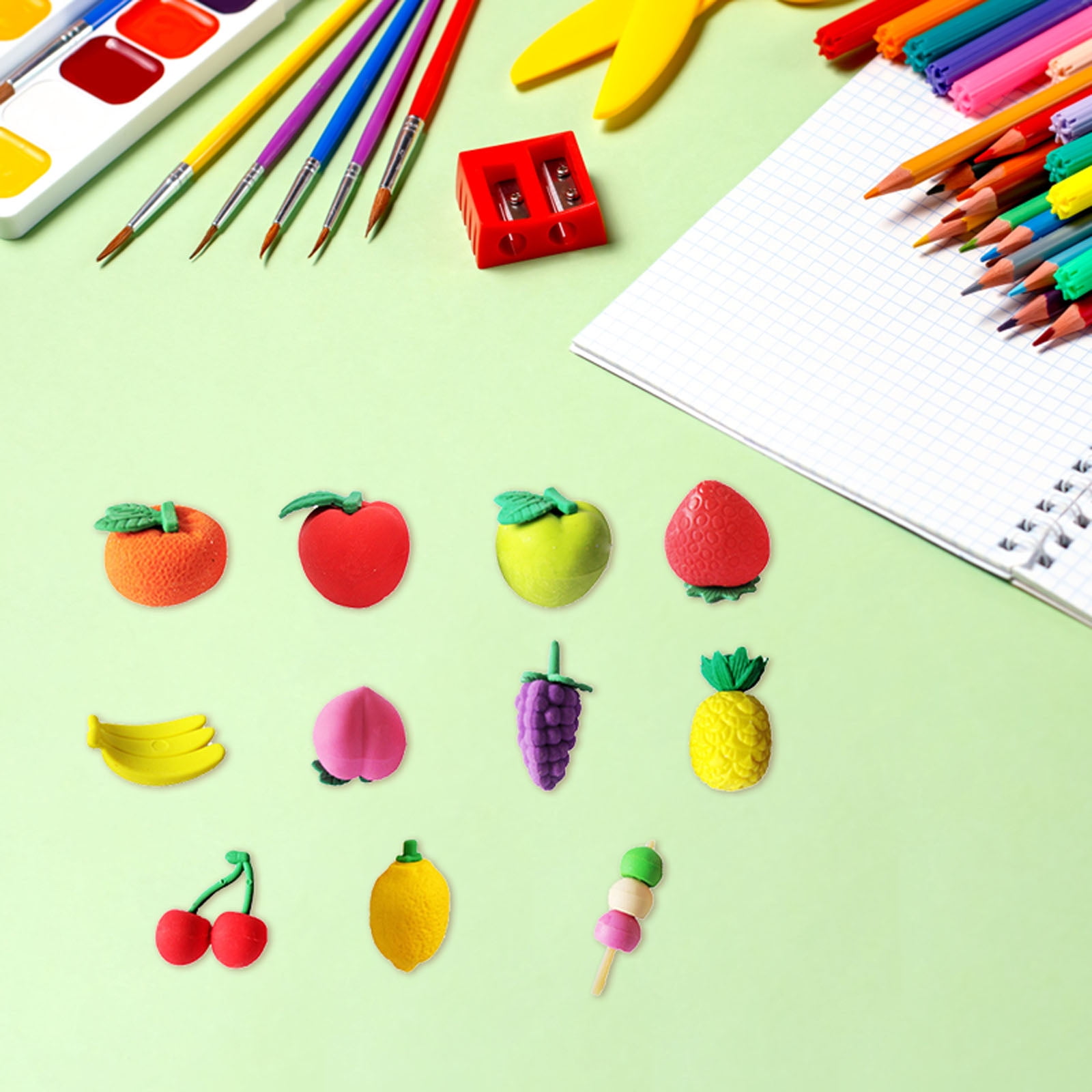 A Group Of 10 Cake Eraser Vegetable Fruit Modeling Eraser 3d Assembly ...