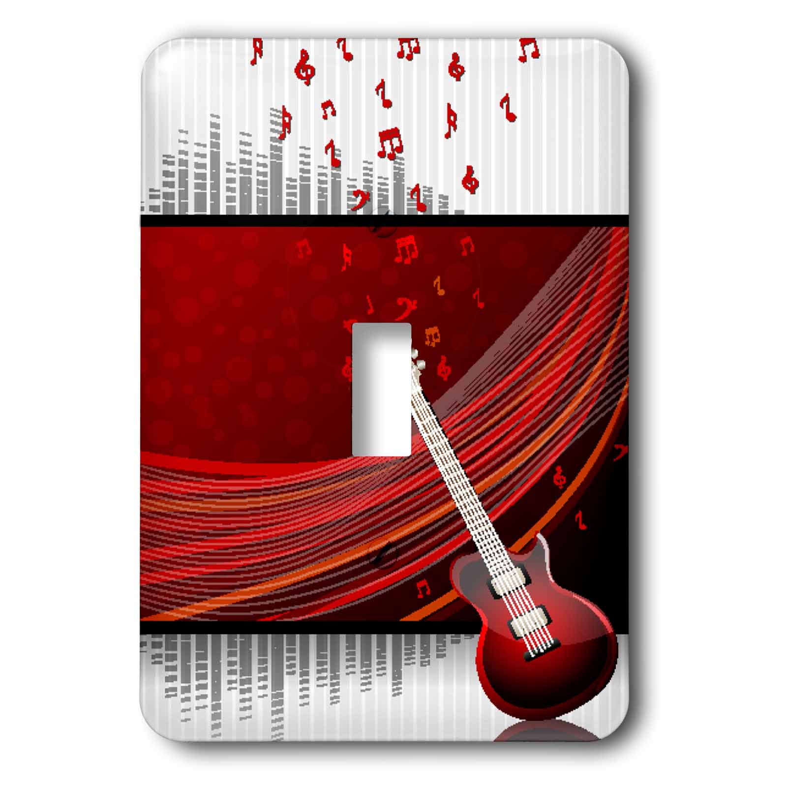 A Guitar Against A Red Background With Floating Musical Notes Single Toggle Switch Lsp 152762 1