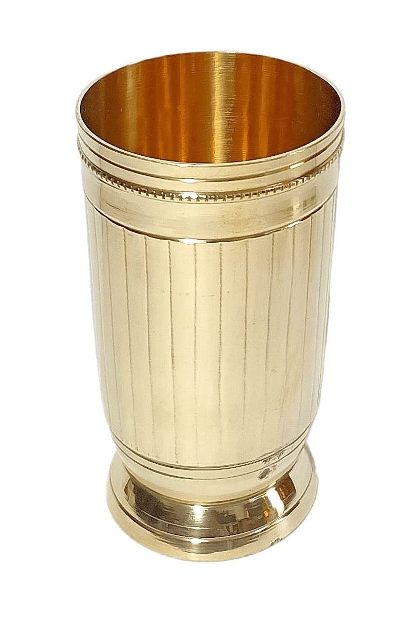 A H ENTERPRISES Brass Glass with Lines Design for Serving Drinking ...