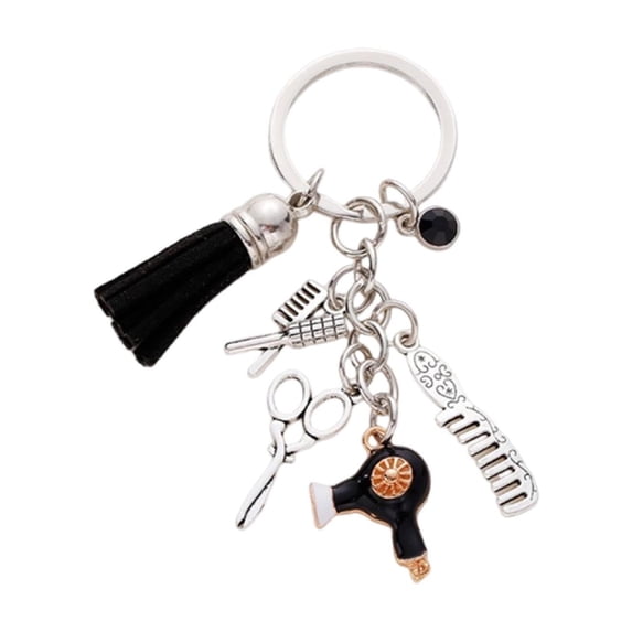 A Hair Dryer Scissors Comb Keychain Barber Hair Stylist Creative Key ...