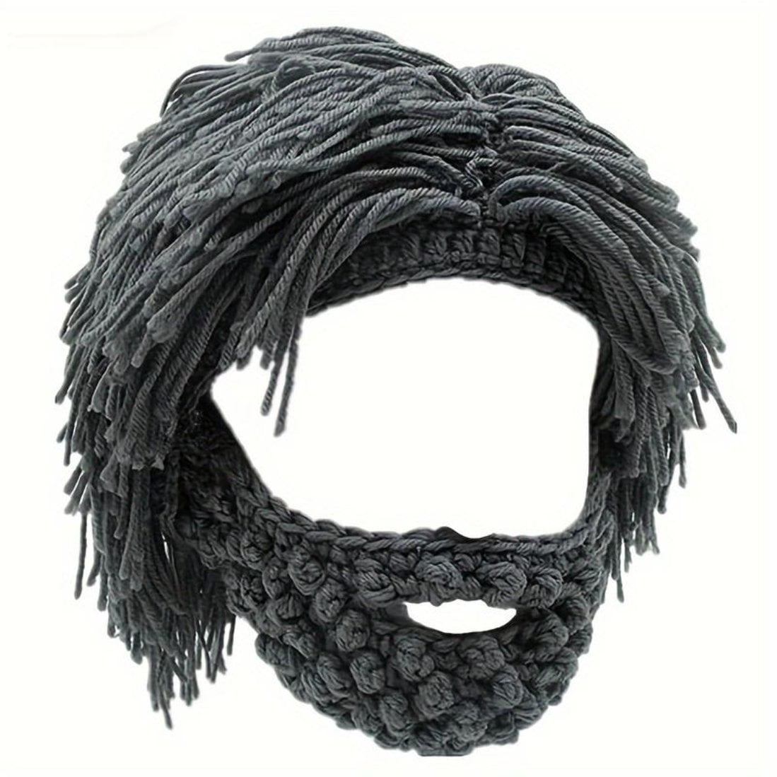A Hand-Knitted Beard Hat Cave Dweller Design Acrylic Winter Warm ...
