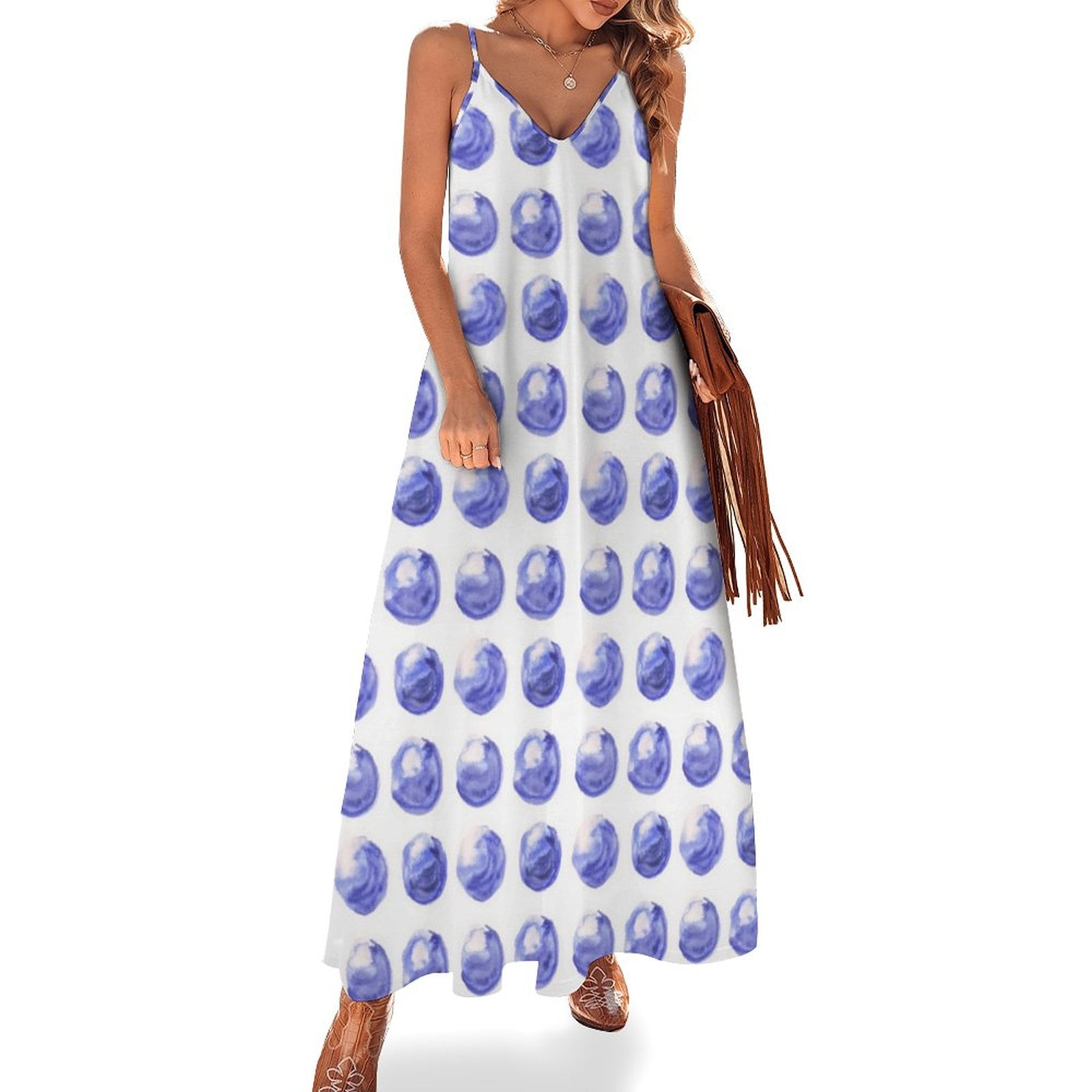 A Handful of Blueberries Sleeveless Dress women's elegant loose dresses ...