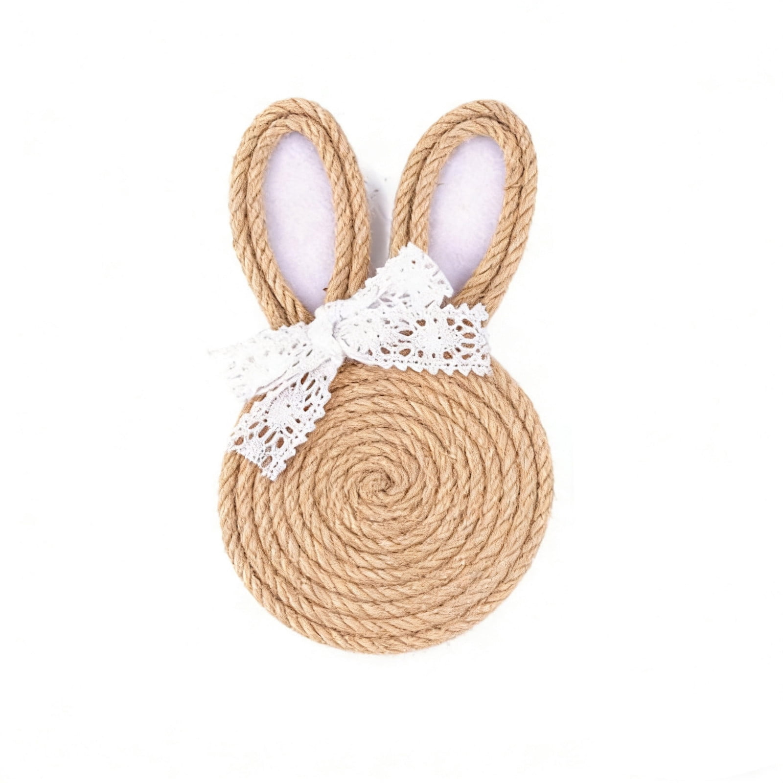A Handwoven Natural Flax Rope Bunny Shaped Coaster For Easter Table ...