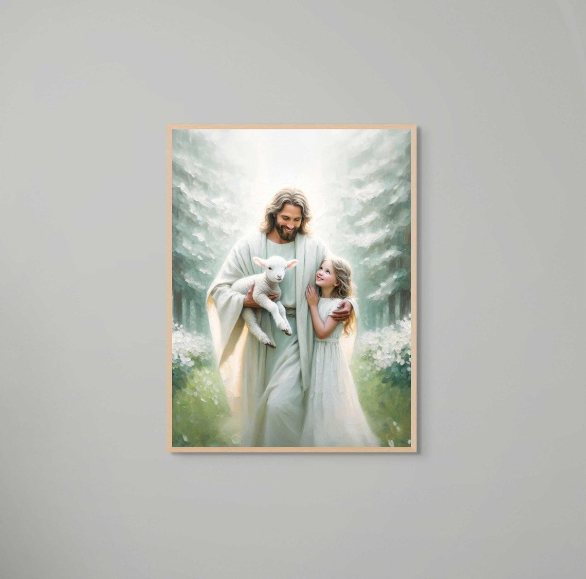 A Happy Family Modern Christian Art Jesus Saves Lamb Leaves The 99 ...