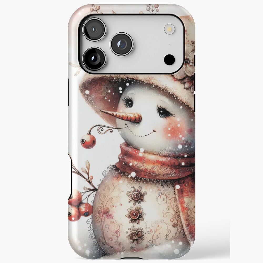 A Happy Snowman In A Hat Protective Case for iPhone 11 12 13 14 15 16 ...