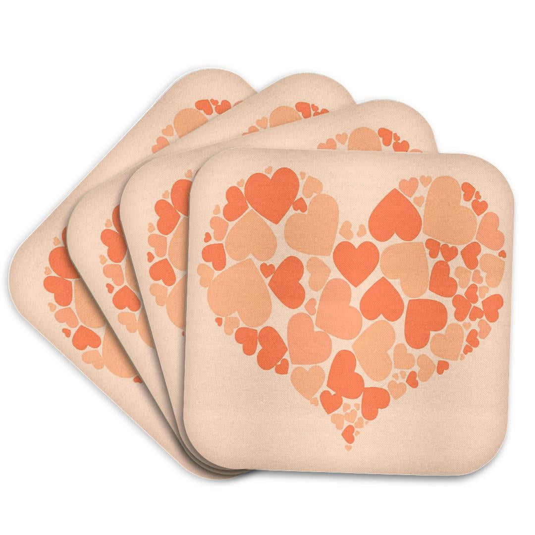 A Heart Full Of Peach Colored Hearts On Peach Background, set of 4 ...