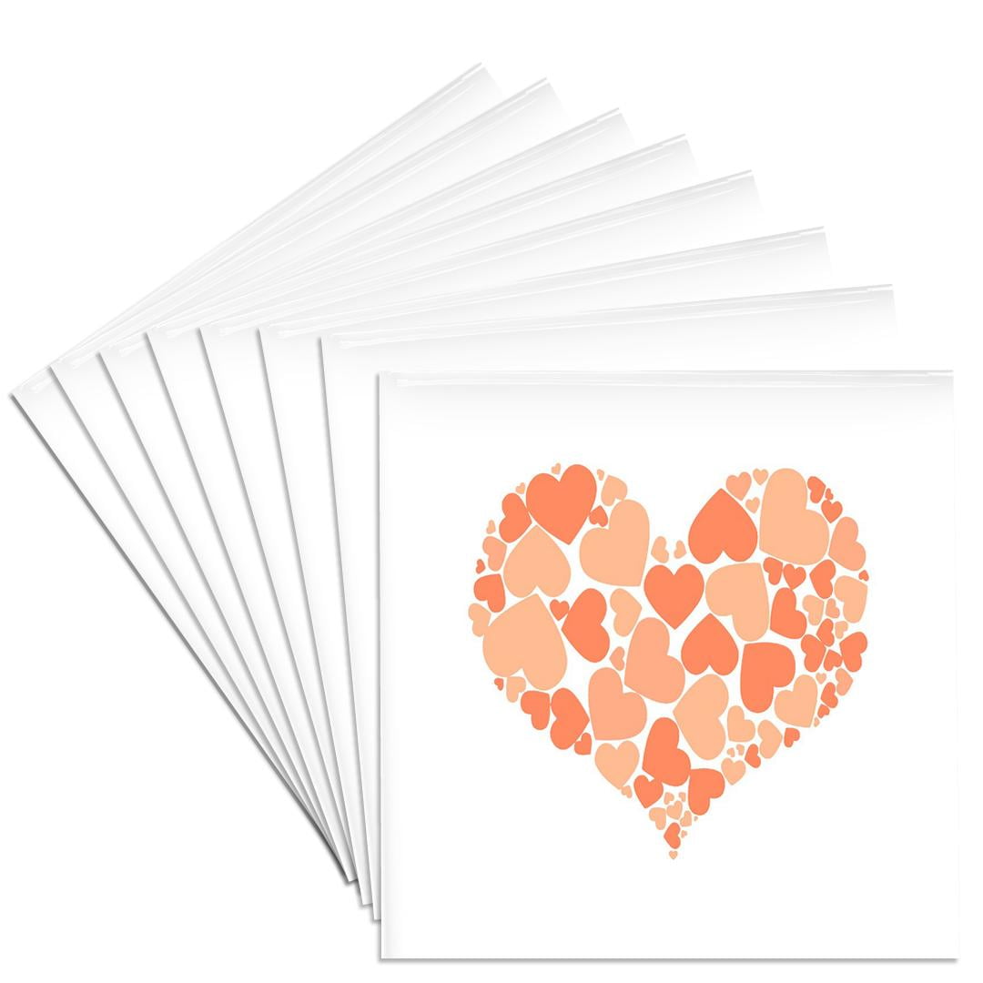 3drose, a Heart Full of Peach Colored Hearts, Set of 8 Ceramic Tile ...
