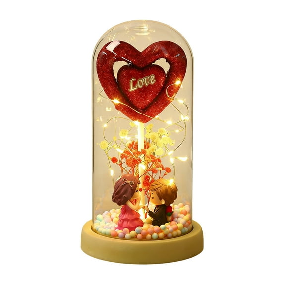 A Heart Shaped Decorative Night Light With Preserved Flowers For ...