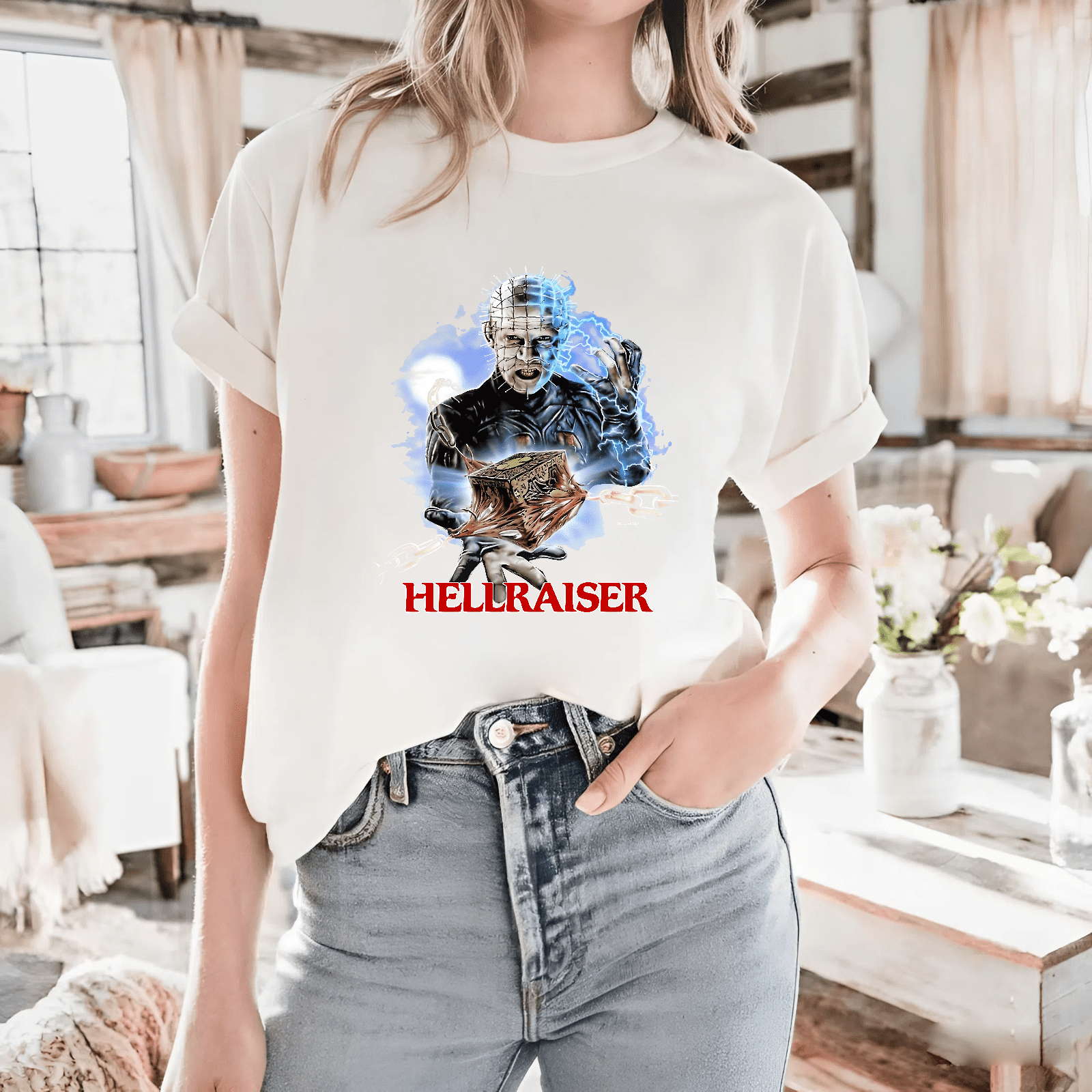 A Hellraiser Pinhead Funny Horror Movie Character Parody Style Unisex T ...