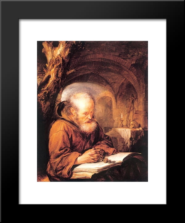 A Hermit Praying 20x24 Framed Art Print by Gerrit Dou - Walmart.com