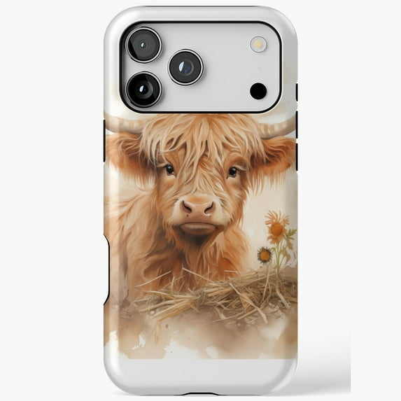 A Highland Cattle Eating Hay Themed Farm Animal iPhone 11 through 17 ...