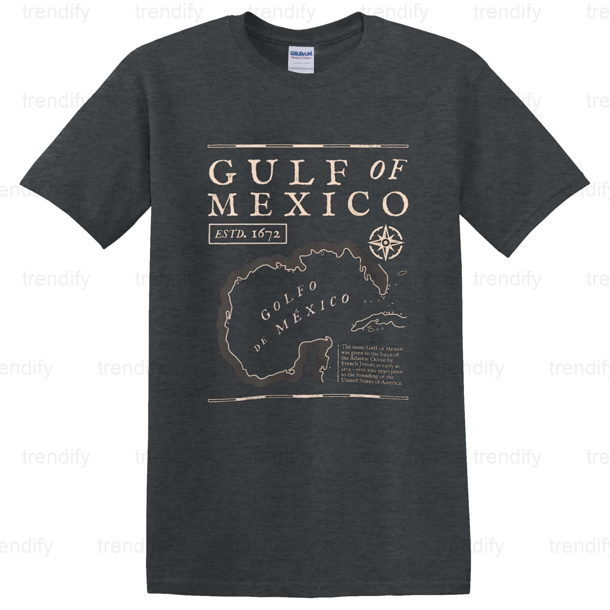 A Historic Map of the Gulf of Mexico from 1672 for History Lovers, Unisex T-Shirt, up to 5XL ...