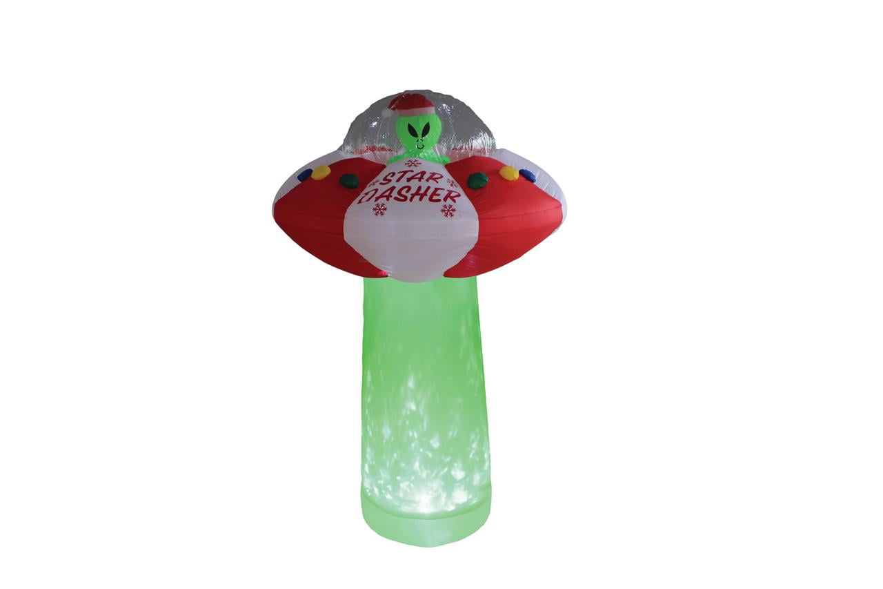 A Holiday Company 7ft Tall Star Dasher UFO with Green Shimmer Light, 7 ...