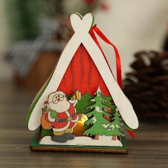 A Holiday Lighted Log Cabin Decoration With Glowing Effect For ...