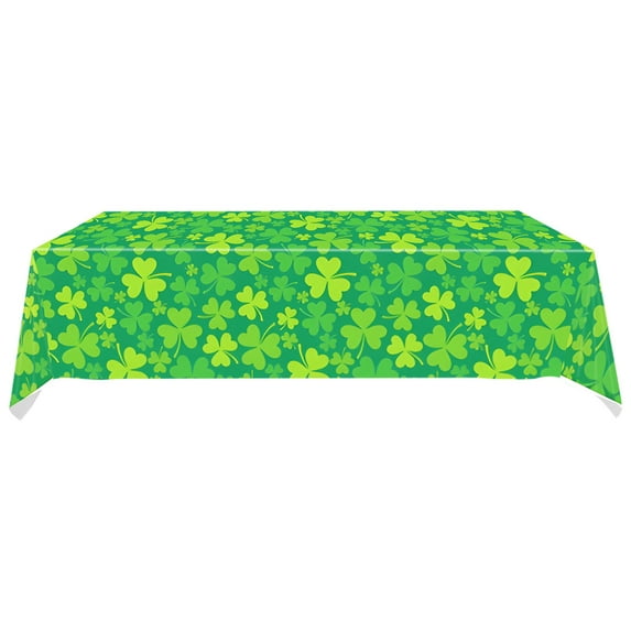 A Holiday Party Tablecloth Waterproof Plastic Rectangular Clover Leaf ...