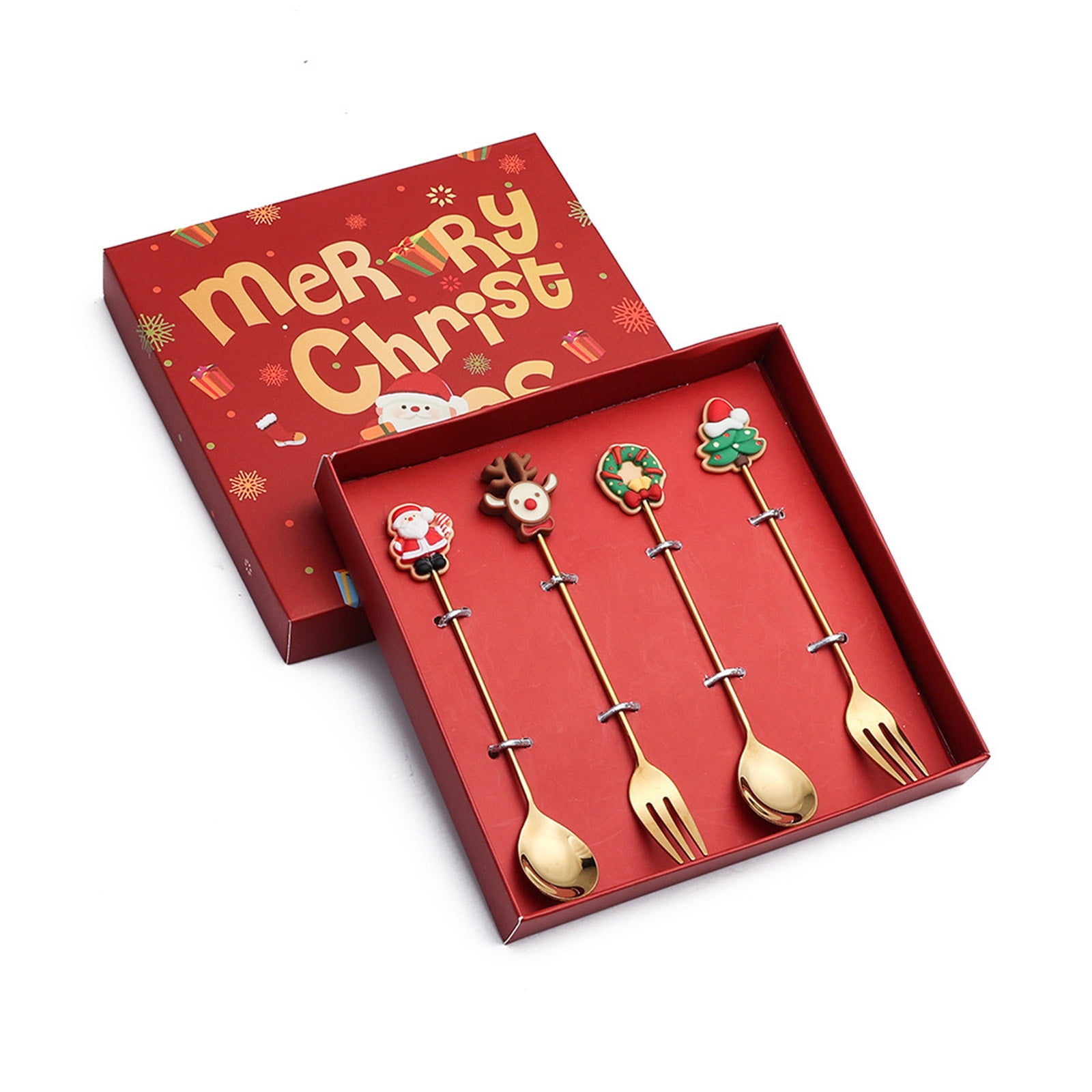 A Holiday Spoon And Fork Set With Resin Design Stainless Steel ...