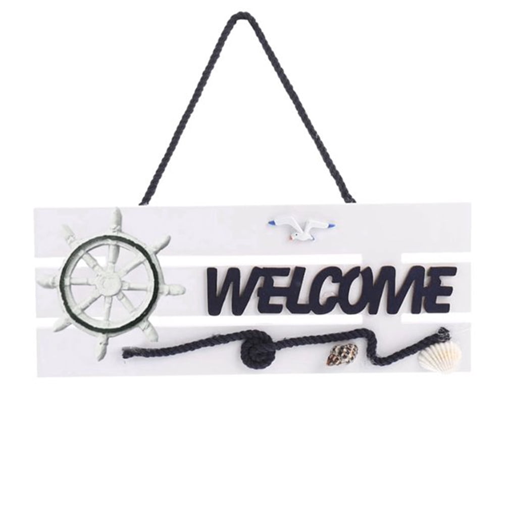 A*Homeist Welcome Sign Plaque Wooden Hanging Nautical Wall Decor with ...