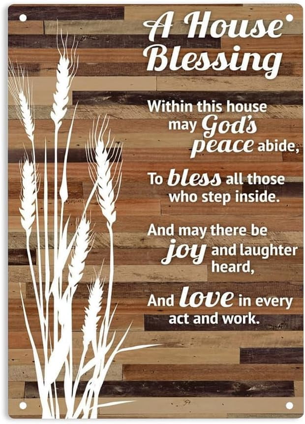 A House Blessing Sign Metal Tin Signs, God's Peace Bless Joy Love ...