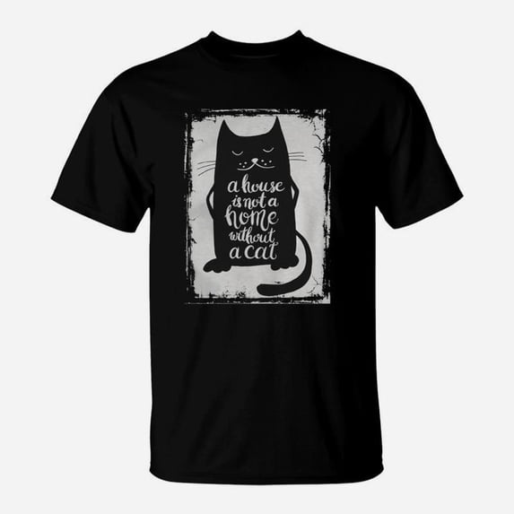 A House Is Not A Home Without A Cat Hand Drawn Inspirational Quote With ...