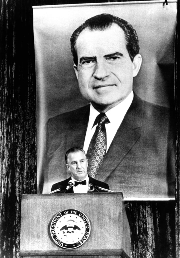 A Huge Portrait Of President Nixon Dominates The Scene. Vice President ...