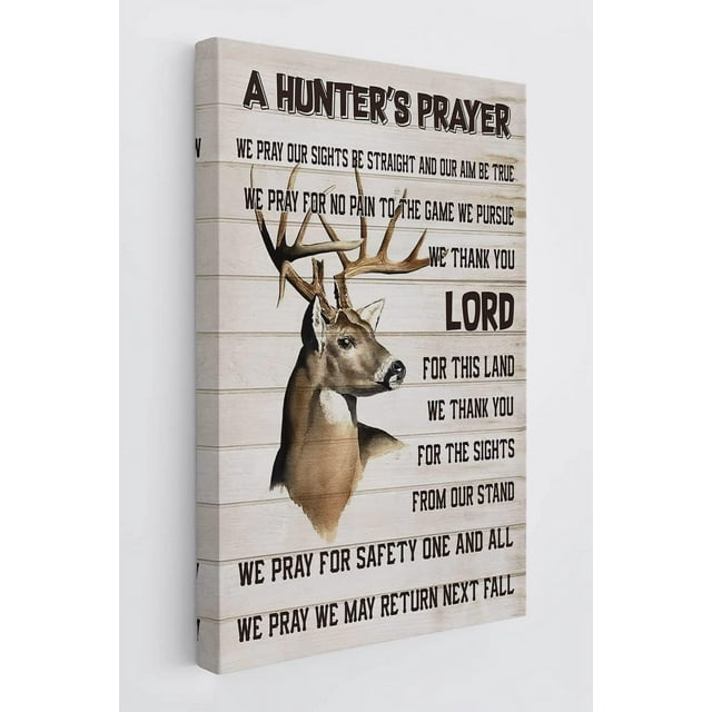 A Hunter's Prayer Deer Wall Art Canvas Inspirational Quotes Farmhouse ...