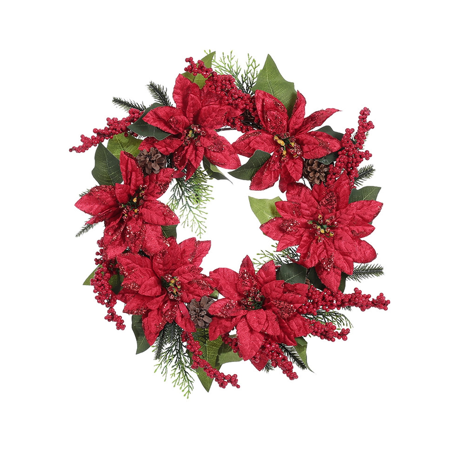 A Illuminated Holiday Wreath With Red Berries And Floral Design 16 ...