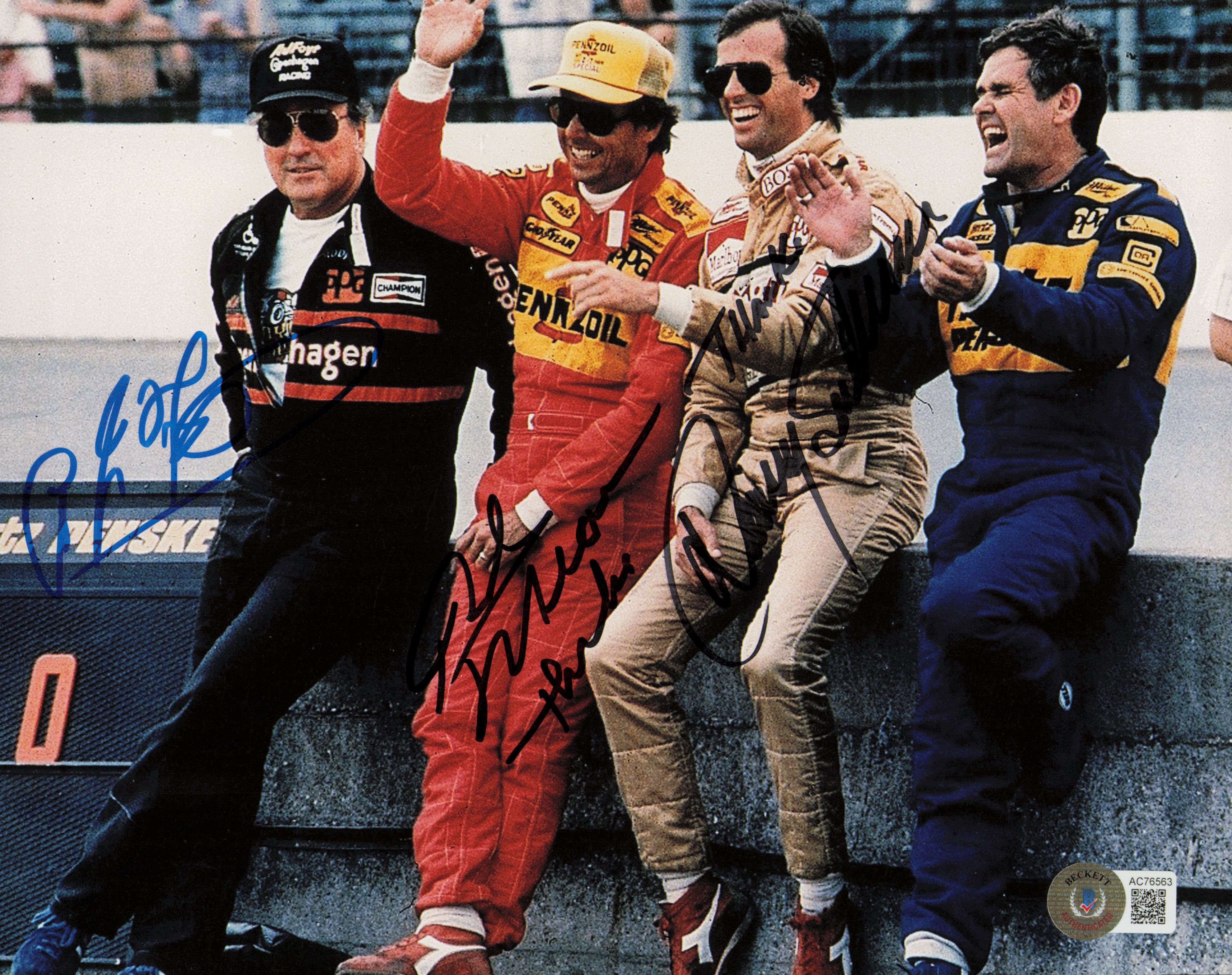 A.J. Foyt, Rick Mears & Danny Sullivan Autographed 8x10 Photo Beckett ...